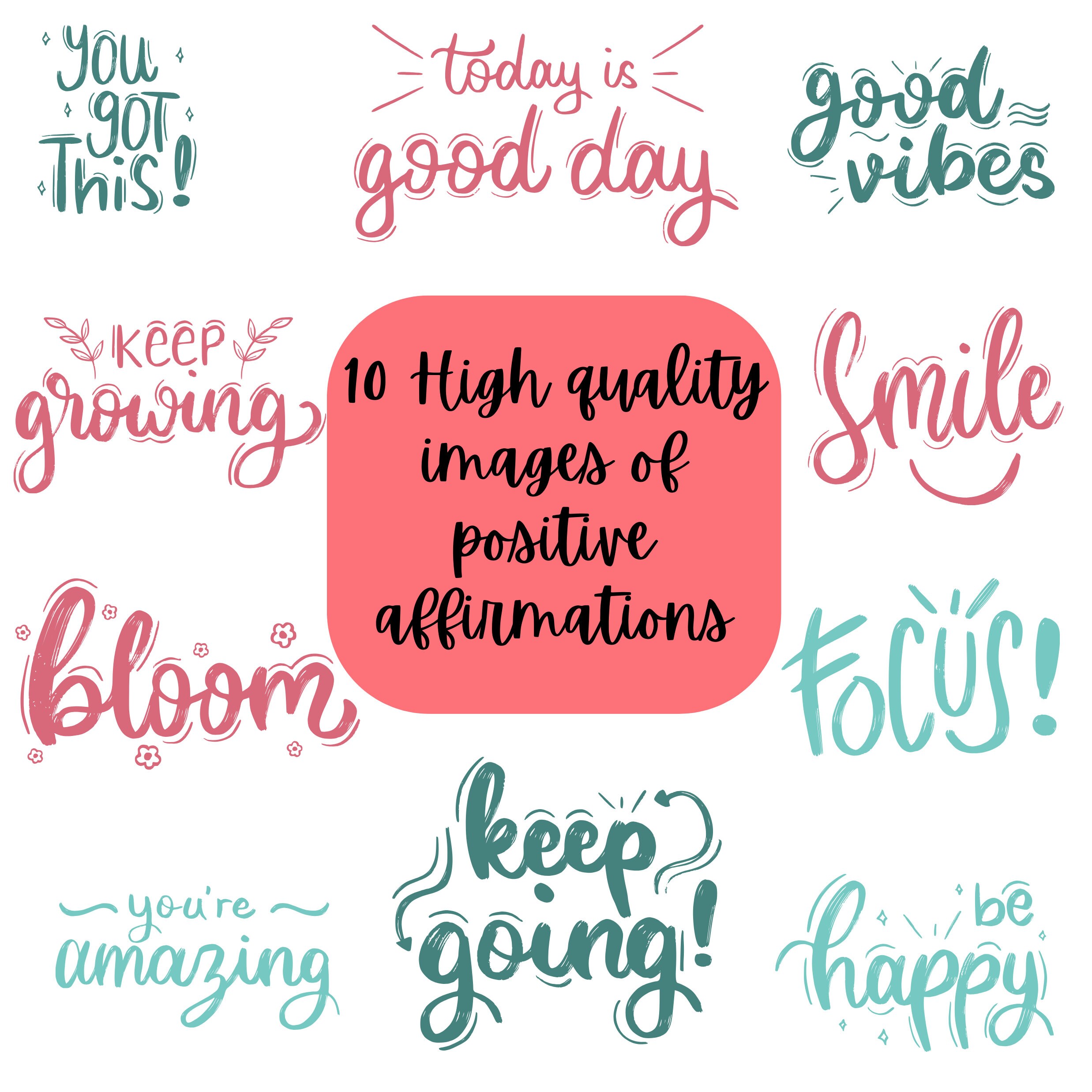 Positive Affirmations PNG Inspiring Blue and Red Affirmations Prints ...