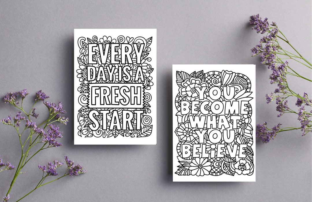 25 Page Mental Health Coloring Pages, Motivational Words, Quotes for ...