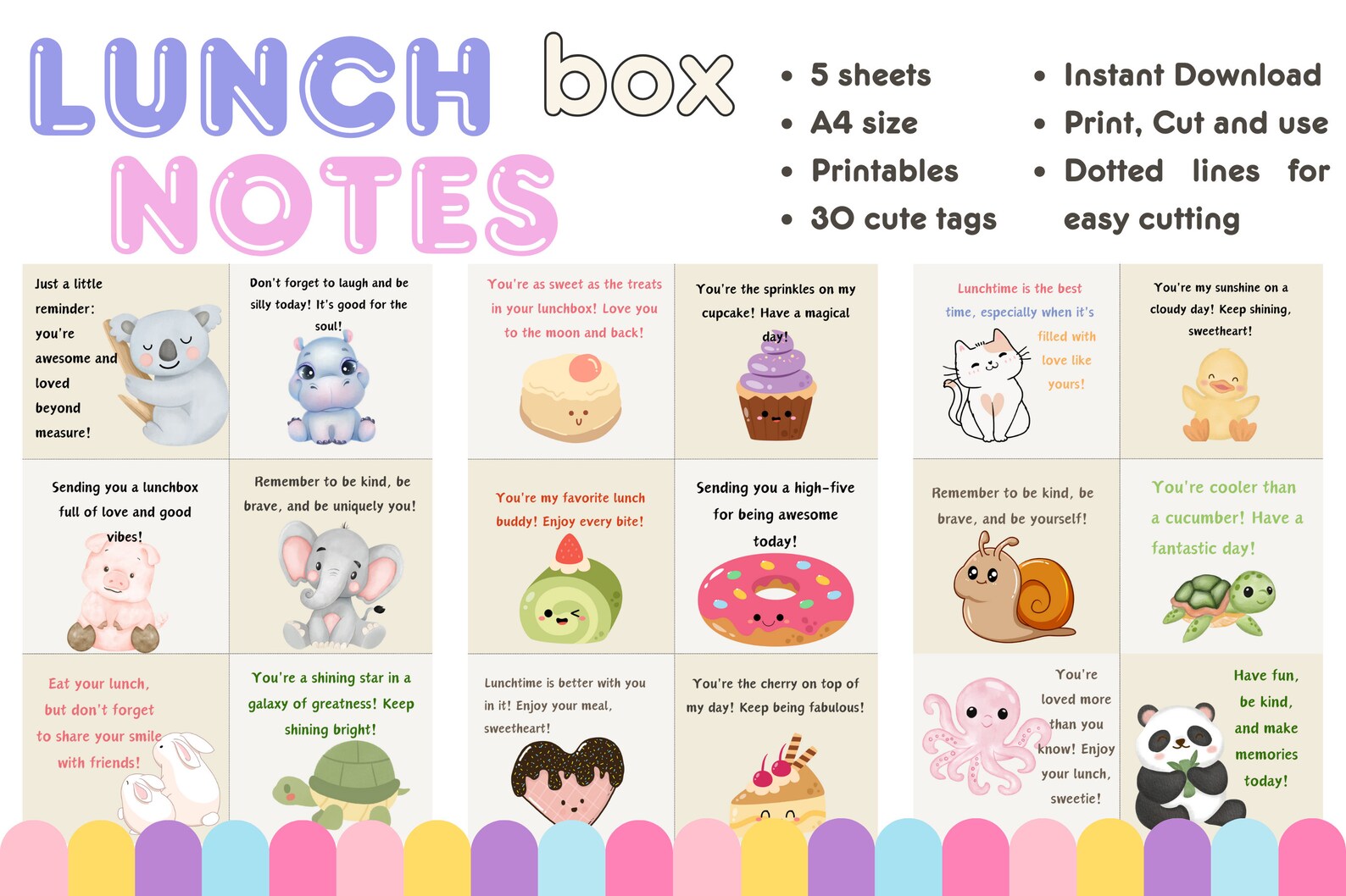 Printable Lunchbox Notes, Lunchbox Cards for Kids, Inspirational Lunch ...