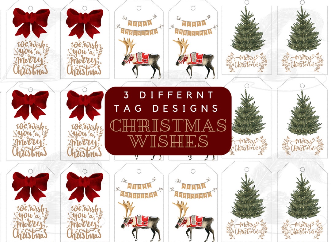 Digital Christmas Tags Set, A4 Size Printable Sheet, Festive Designs ...