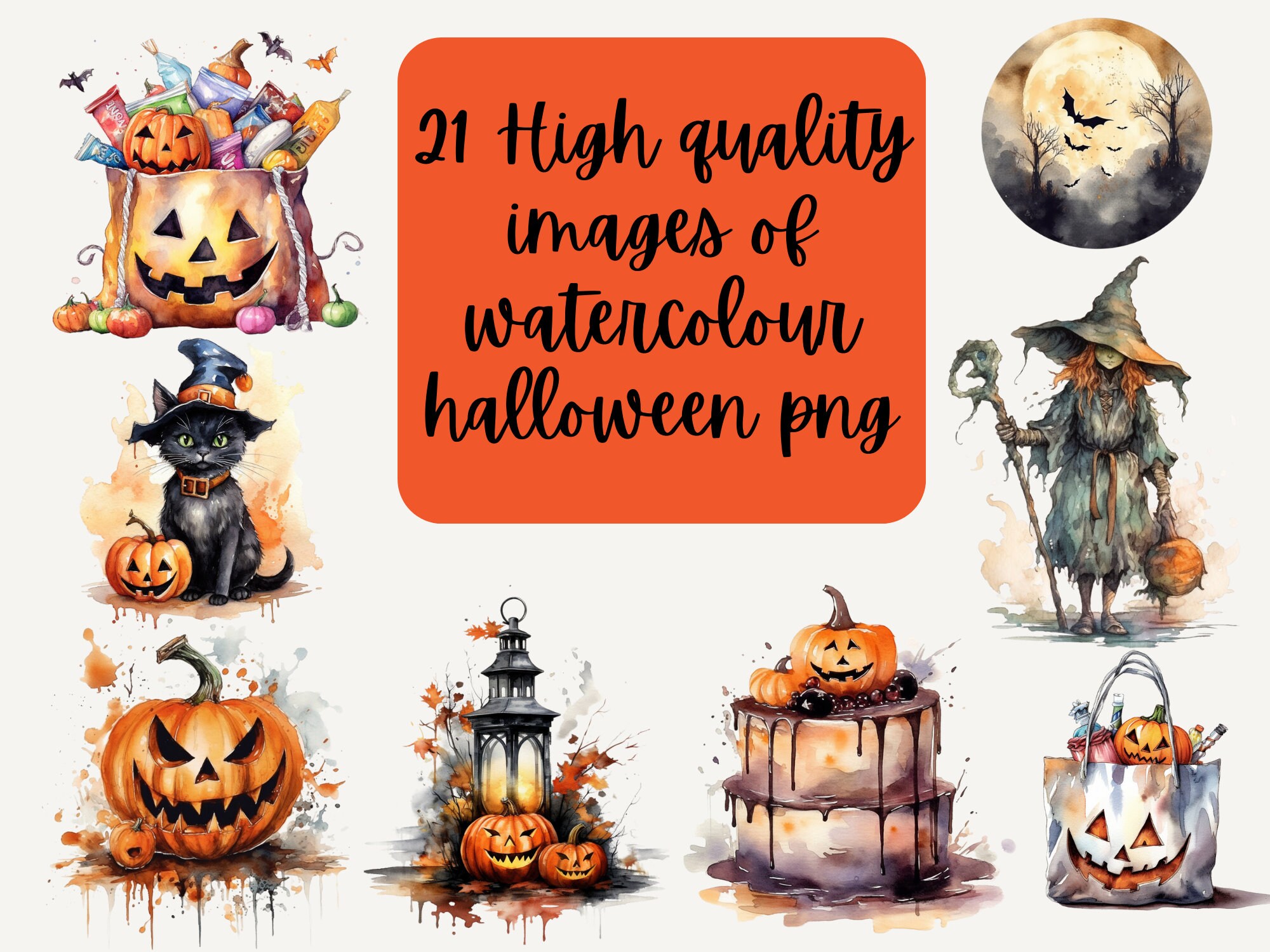 Spooktacular Halloween Clip Art Set 21 Transparent Images/ Instant ...