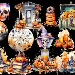 Spooktacular Halloween Clip Art Set 21 Transparent Images/ Instant ...