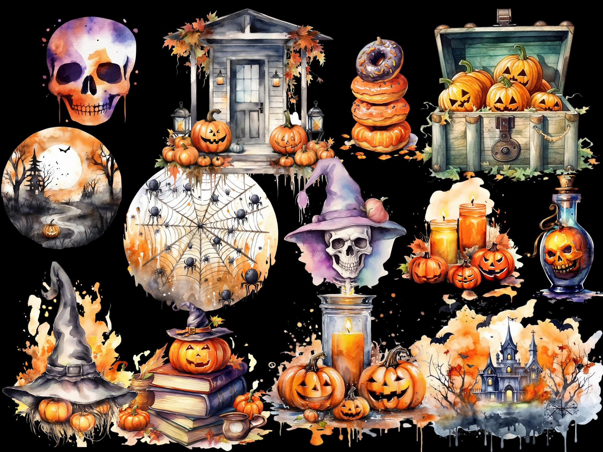 Spooktacular Halloween Clip Art Set 21 Transparent Images/ Instant ...