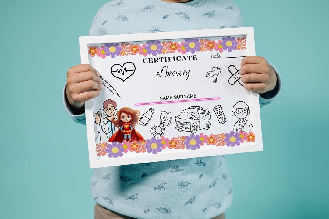 Kids Certificate of Bravery, Hospital Hero Certificate, Certificate ...