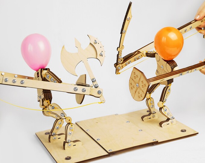 Premium Wooden Bots Battle Game for 2 Players | Large Balloon Warriors ...