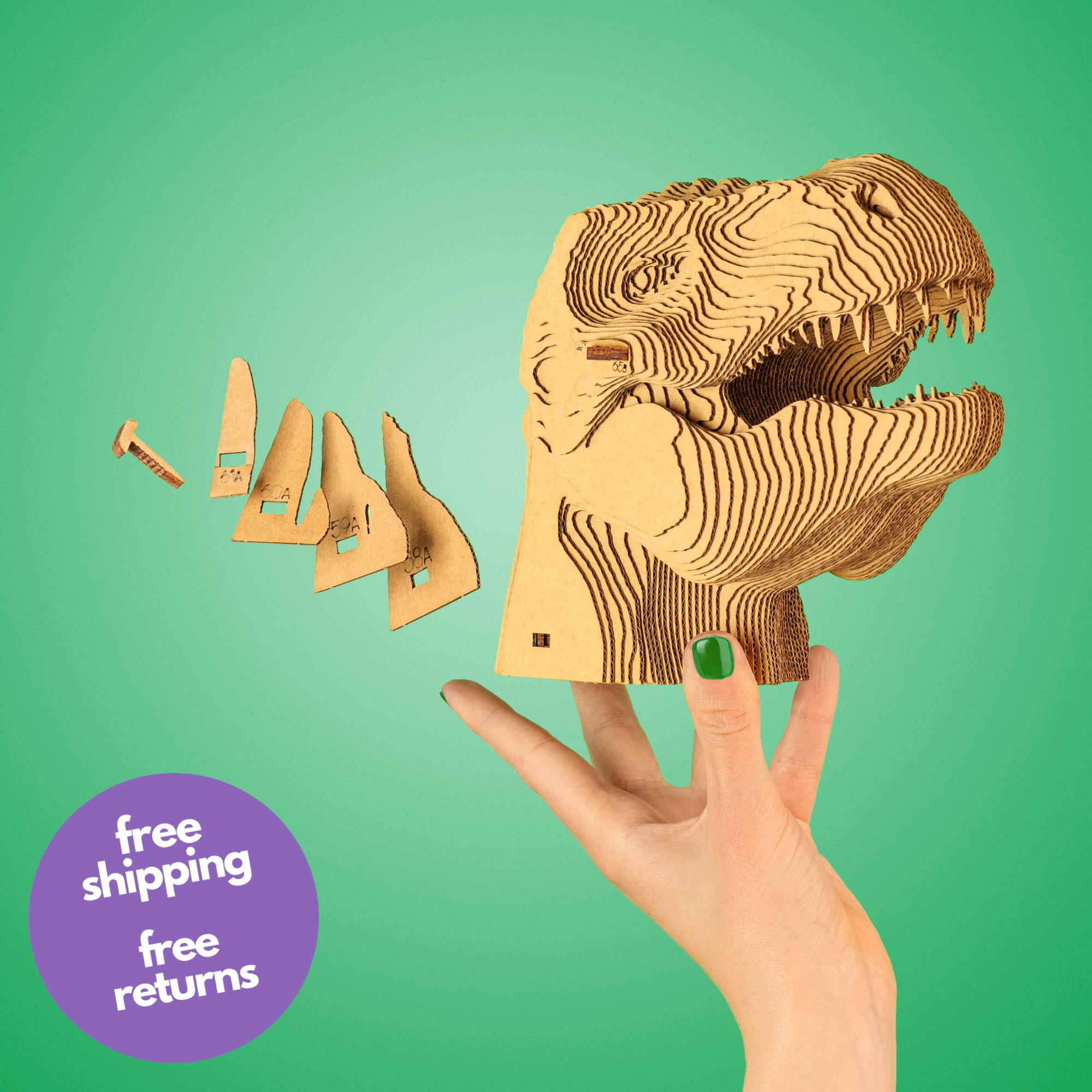 Dinosaur T-rex Cardboard 3D Puzzle Eco-friendly DIY Sculpture Unique ...