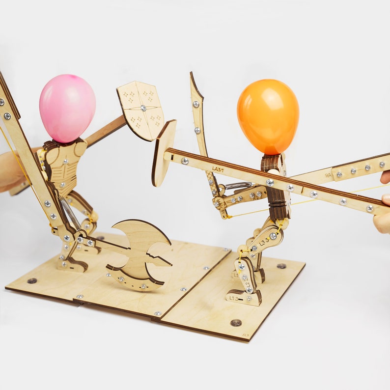 Wooden Bots Battle Game for 2 Players, Block and Pop Board Game, Enjoy ...