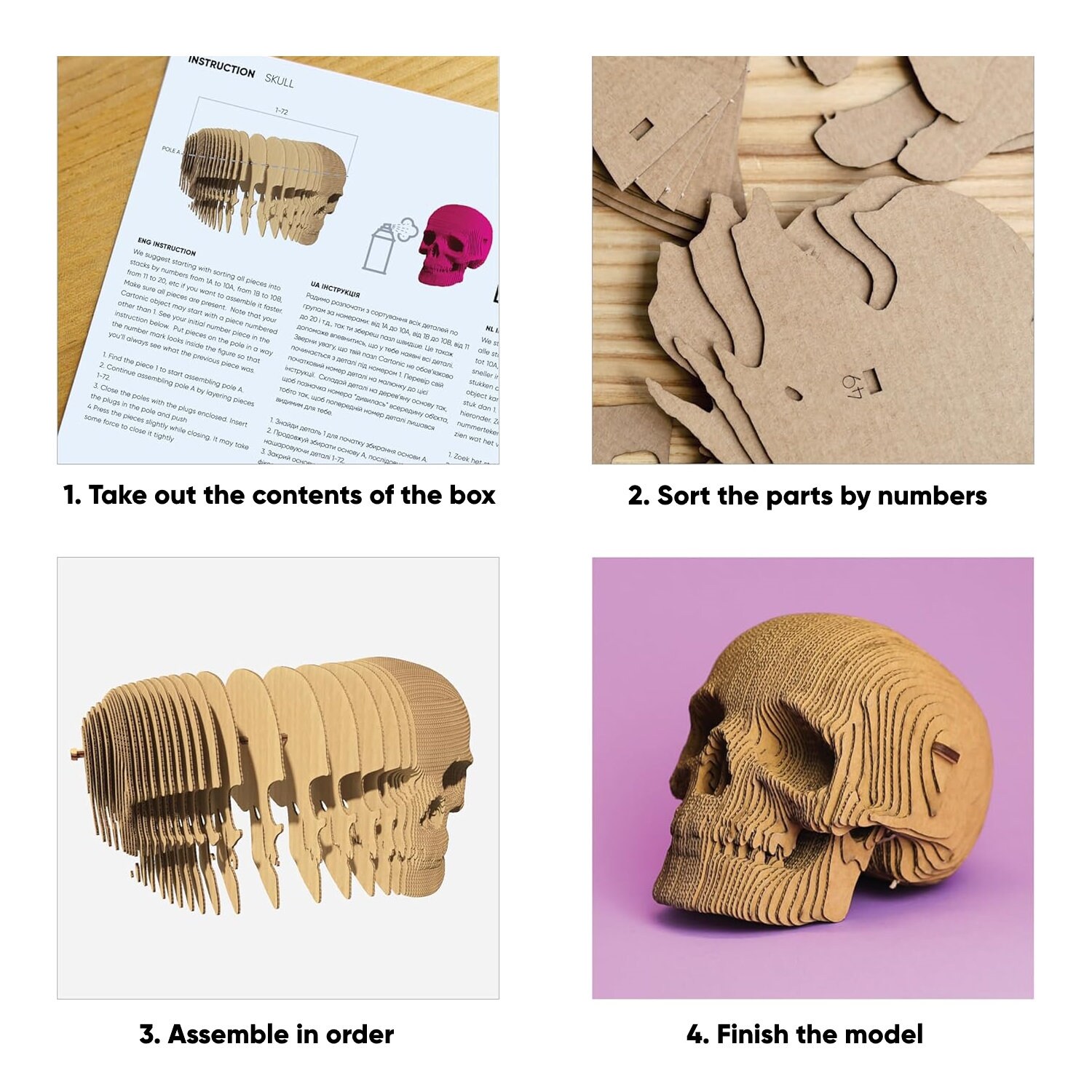 Skull 3D Puzzle: Eco-friendly Cardboard DIY Sculpture Kit by CARTONIC ...