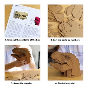 Dinosaur T-rex Cardboard 3D Puzzle: Eco-friendly DIY Sculpture - Etsy