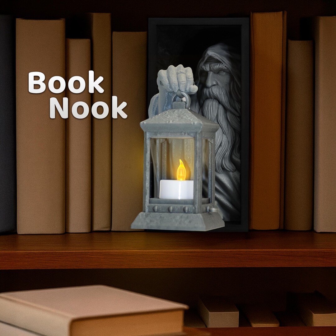 Wizard Lantern Book Nook Insert – 3D Fantasy Shelf Decor - Etsy