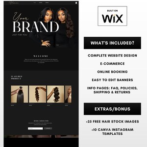 Black and Gold Hair Website Template: Wix Studio, Canva Banners - Etsy