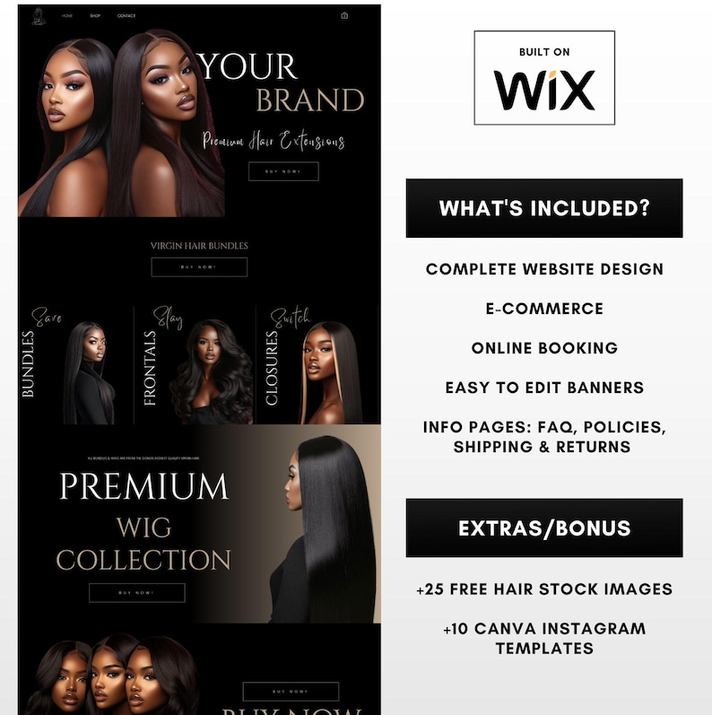 WIX Hair Website Template | WIX Website Template With Editable Canva ...