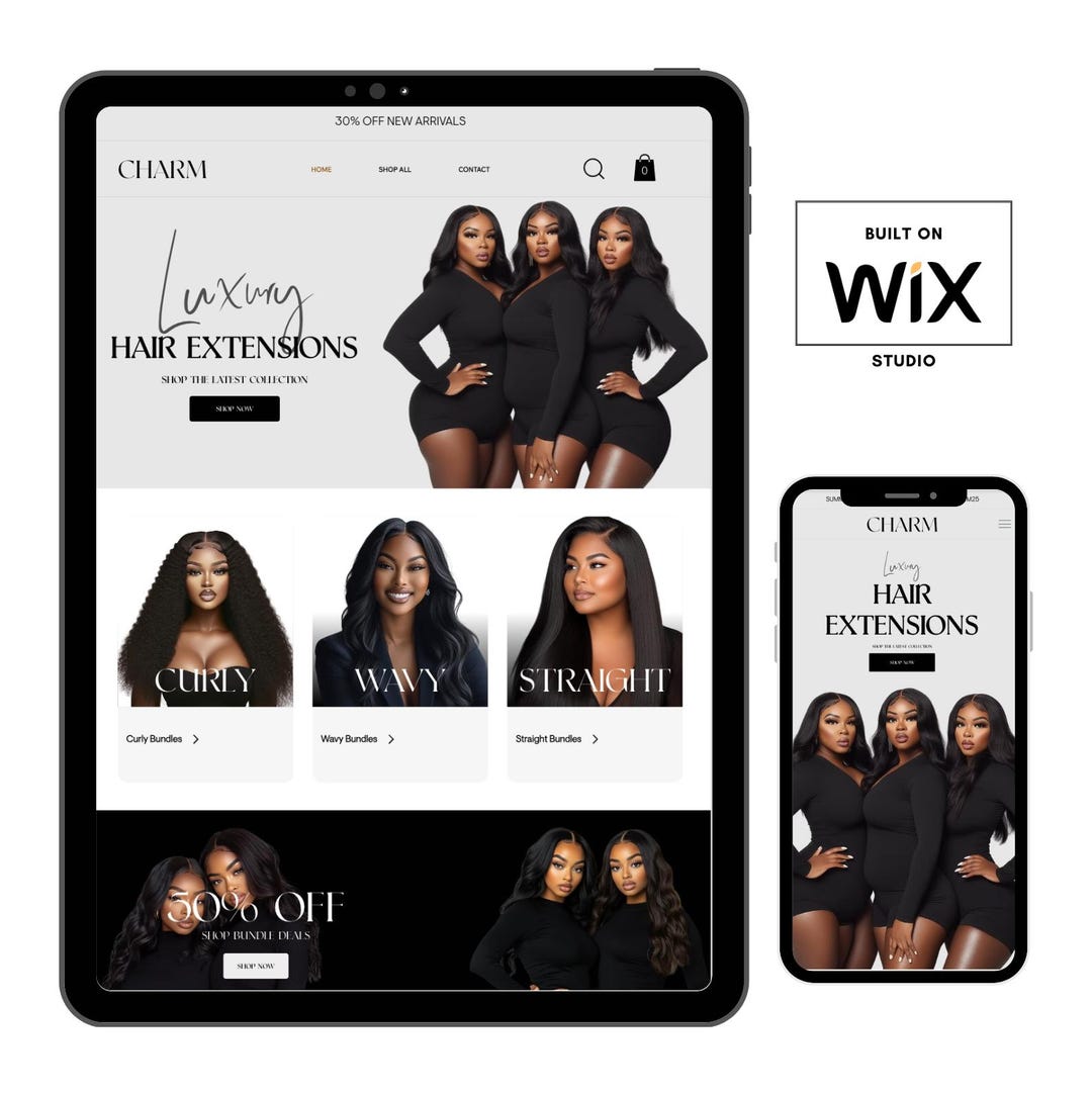 Wix Hair Website Template: Black and White Design, Canva Banners - Etsy