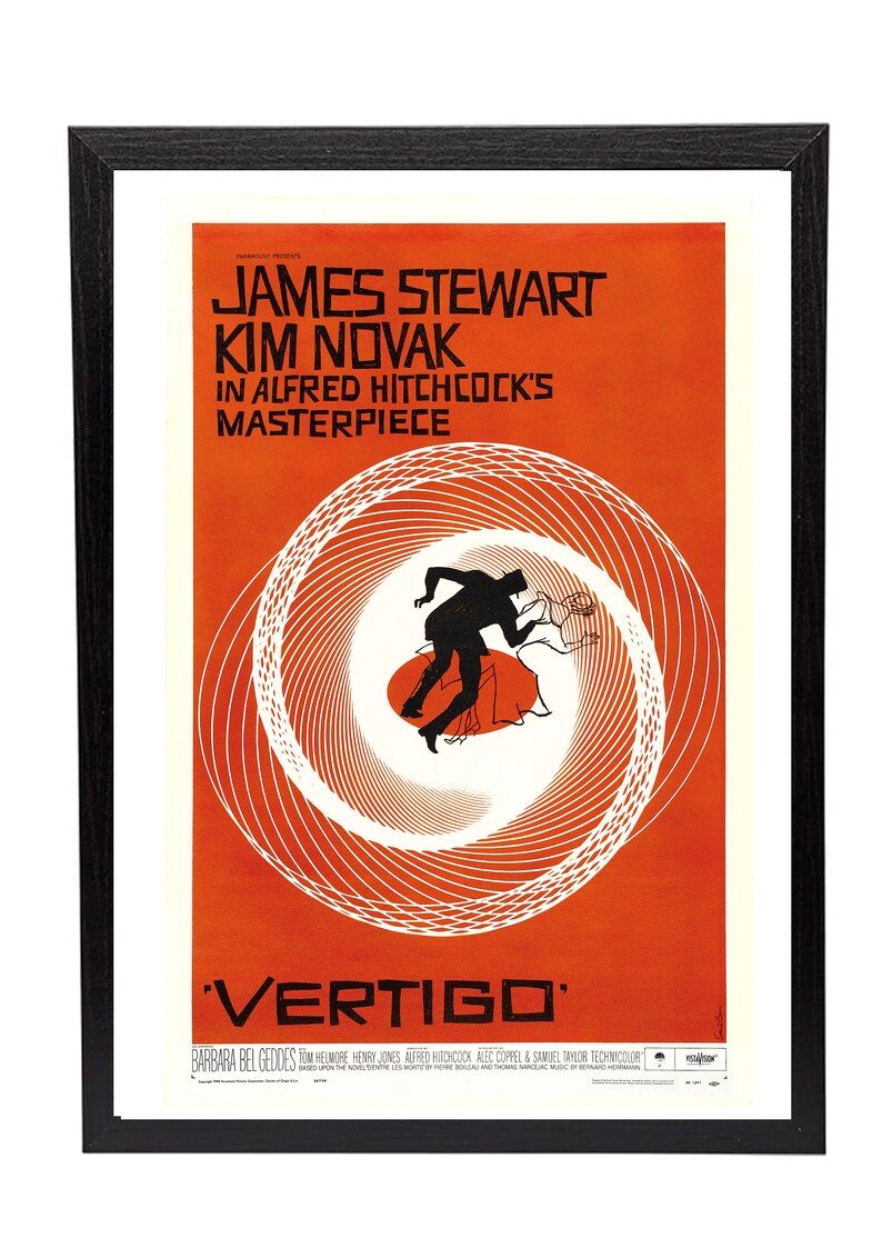 Vertigo Movie Poster. James Stewart. Kim Novak. Alfred Hitchcock. - Etsy