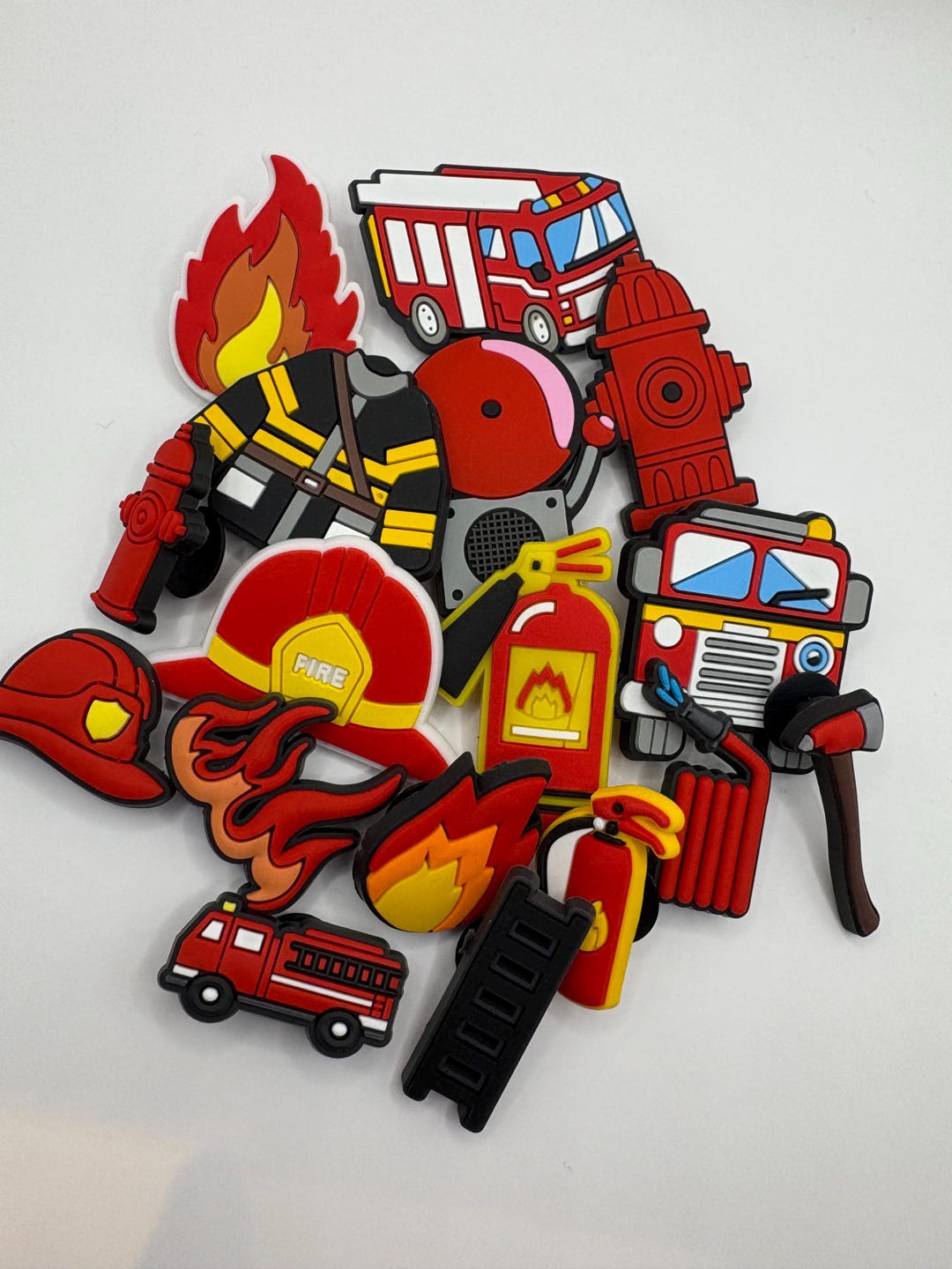 Firefighter Shoe Charm: Engine, Fire Bell, Hero, Flame Truck - Etsy UK