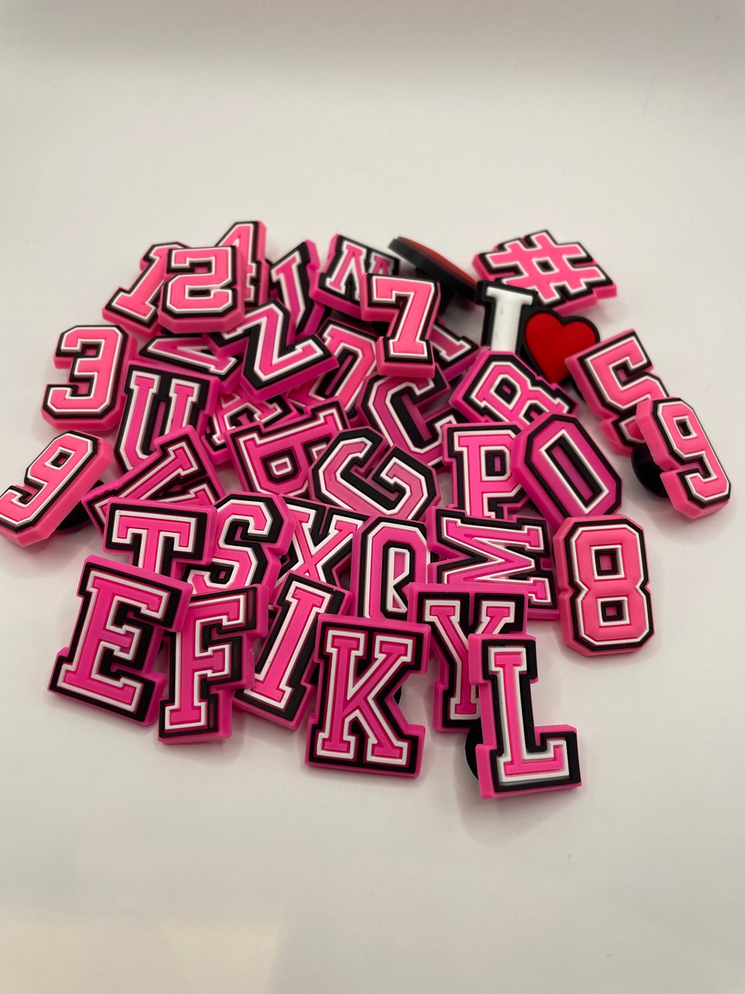 Pink Letters Alphabet Number Croc Charms for Her Him Kids Cute Love ...