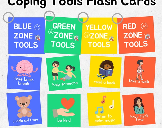 Zones of Regulation Printable Coping Tools Flash Cards and Display ...