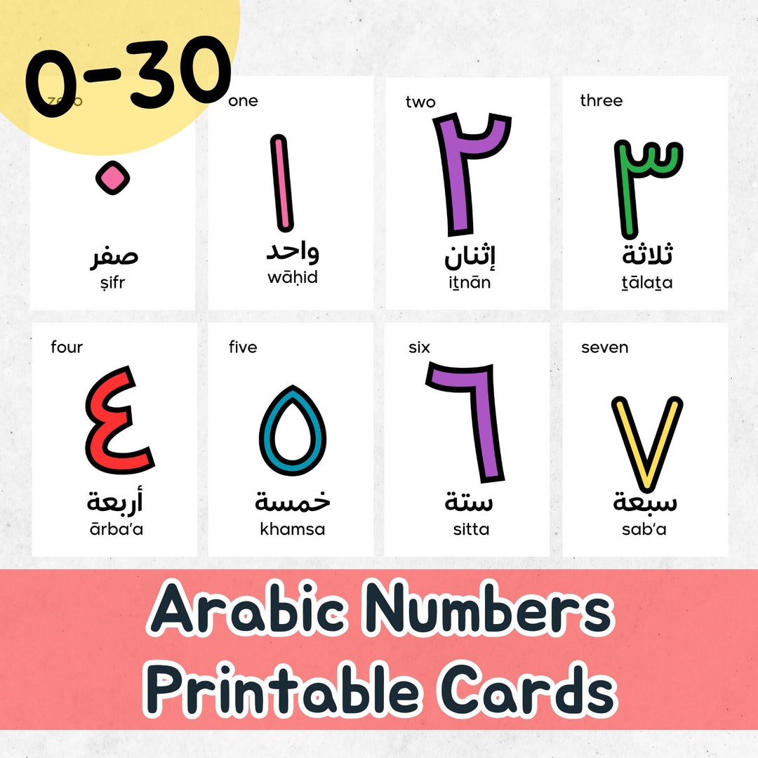 Arabic Numbers Flash Cards, Printable, Digital, Numbers, Maths ...