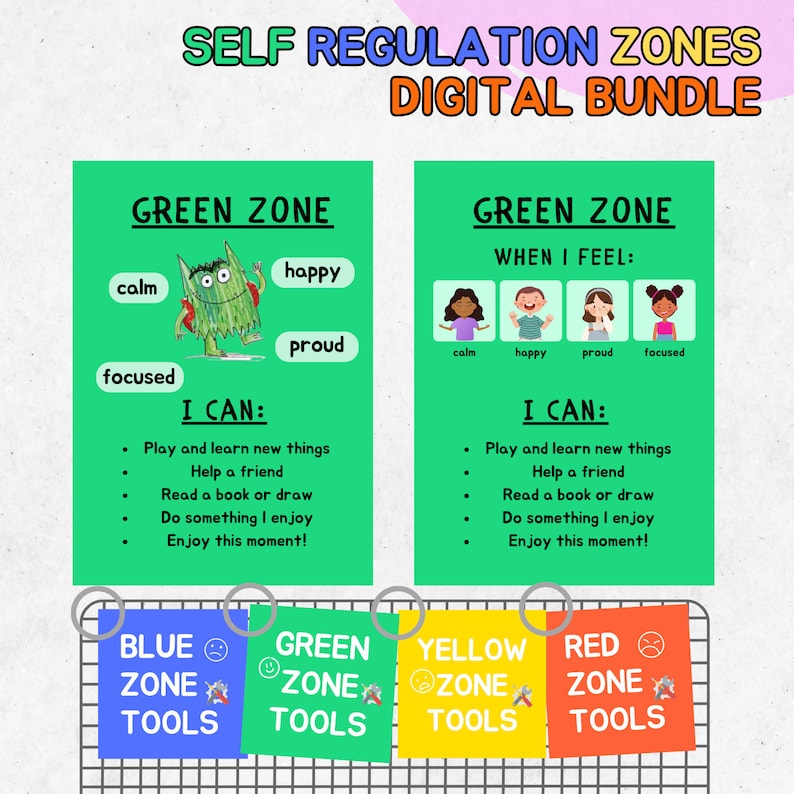 Zones of Regulation Printable Colour Monster Emotions Coping - Etsy UK