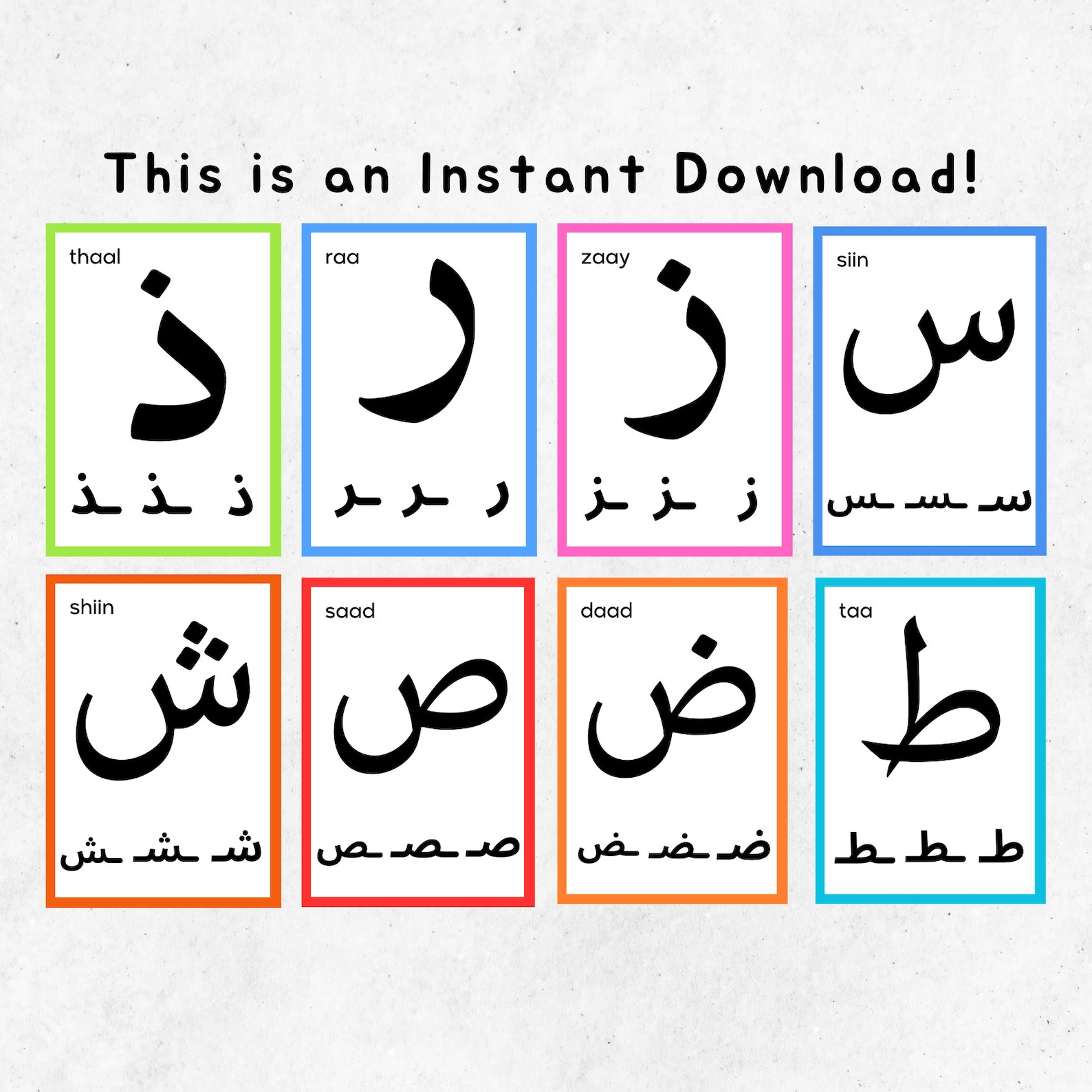 Arabic Alphabets Flash Cards, Joining Alphabets, Beginning Middle End ...