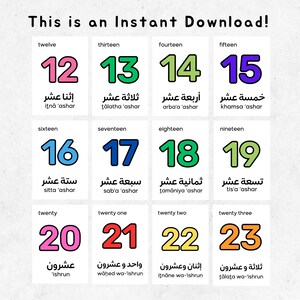 Arabic Numbers Flash Cards Printable Digital Numbers - Etsy