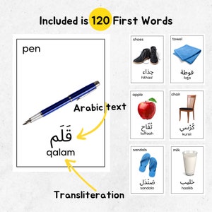 120 Realistic Arabic First Words , Flash Cards, Arabic Learning ...