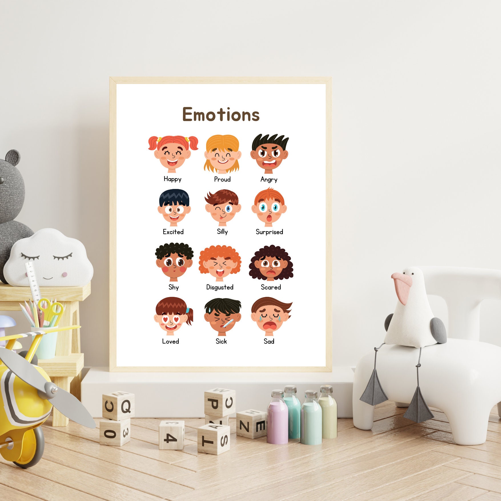 Emotions Nursery Wall Art Printable, Emotions Children Prints, Nursery ...