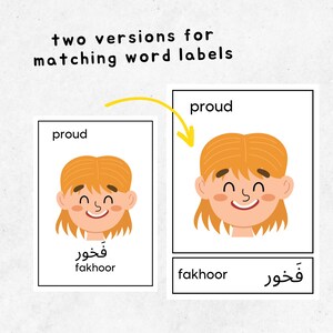Arabic Emotions , Flash Cards, Arabic Feelings Learning Children Muslim ...