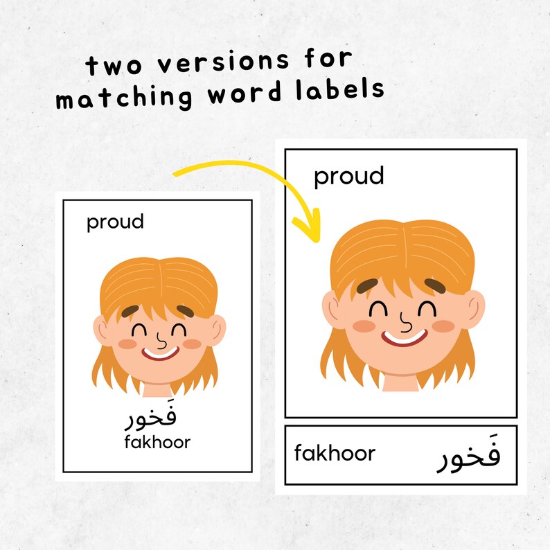 Arabic Emotions , Flash Cards, Arabic Feelings Learning Children Muslim ...