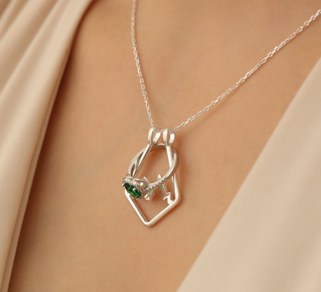Ring Holder Necklace, Ring Holder Mountain Necklace, Custom Geometric ...