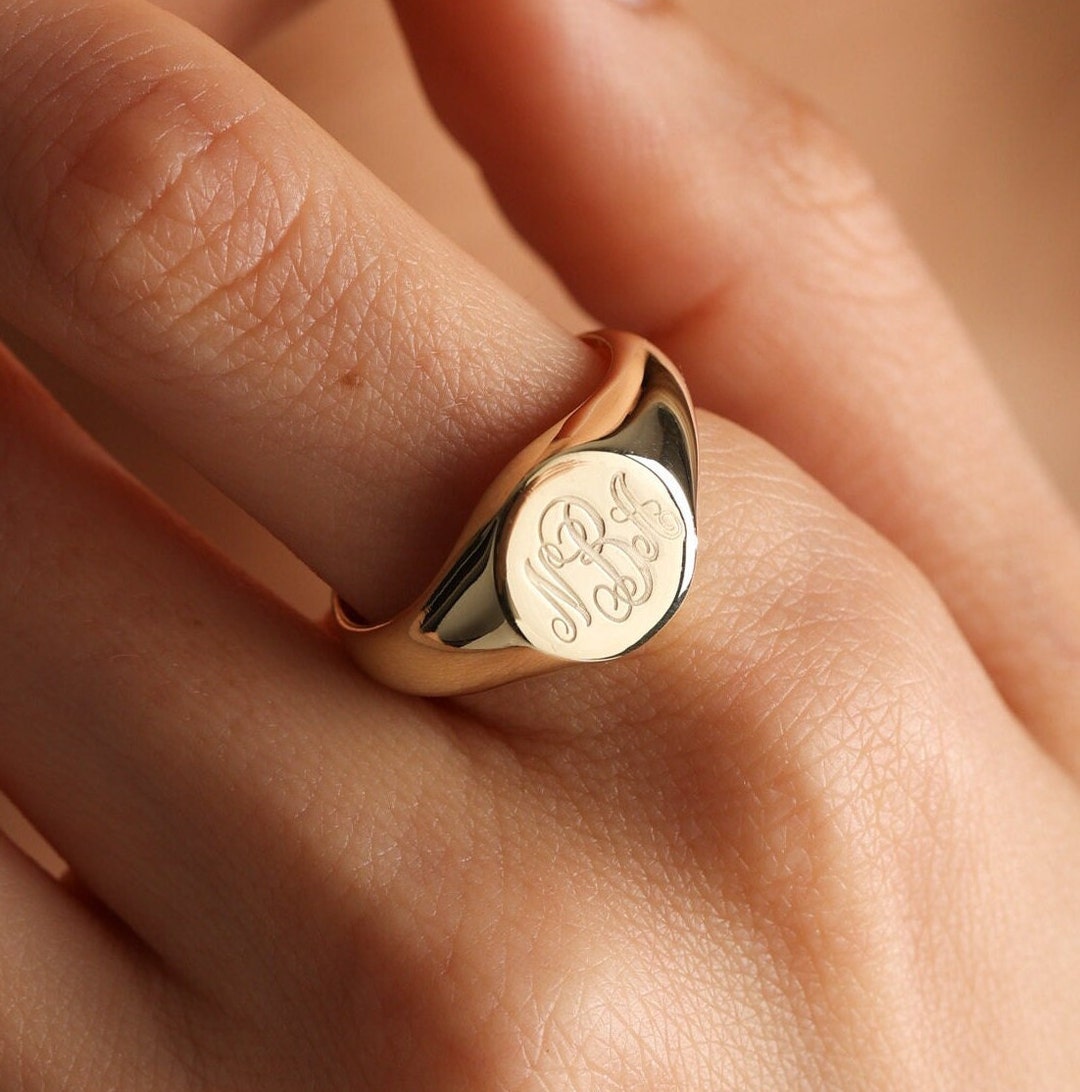 Signet Ring, Custom Signet Ring, Signet Ring Women, Initial Rings ...