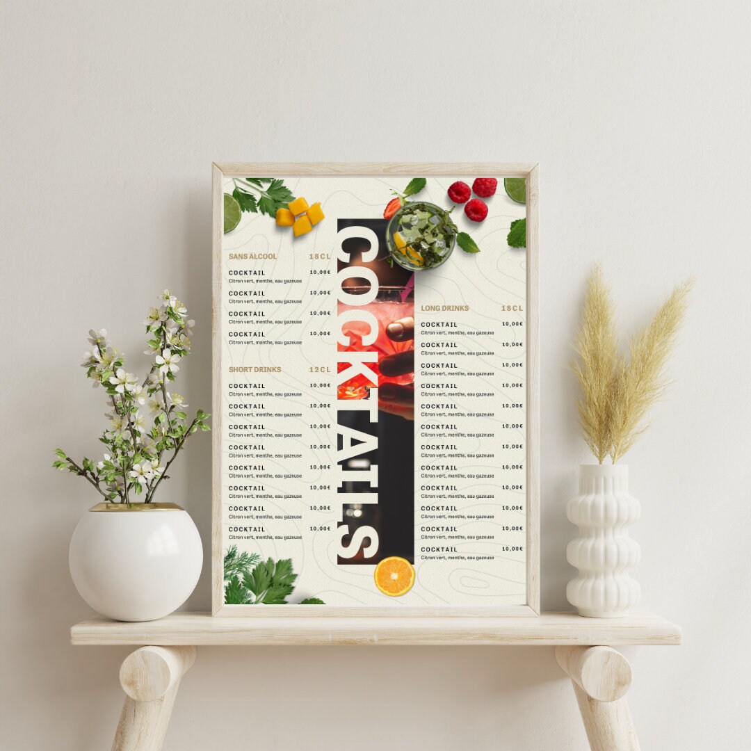 Minimalist and Modern A4 Restaurant Menu Template Editable & Stylish ...