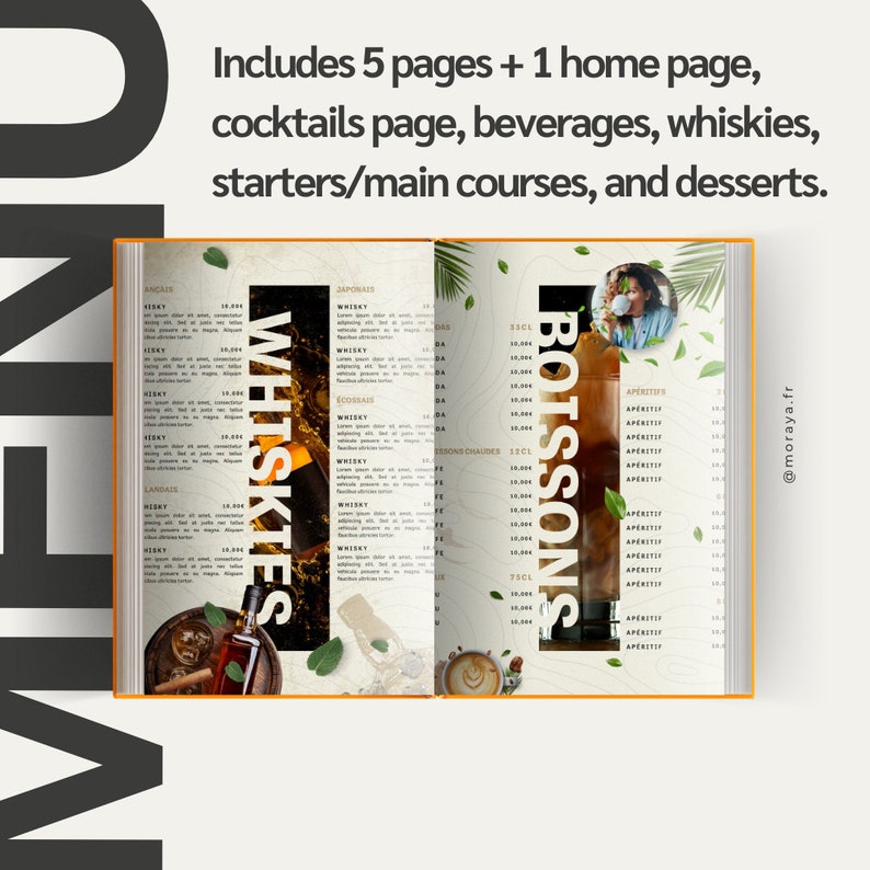 Minimalist and Modern A4 Restaurant Menu Template Editable & Stylish ...