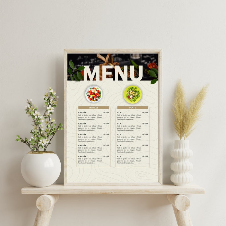 Minimalist and Modern A4 Restaurant Menu Template Editable & Stylish ...