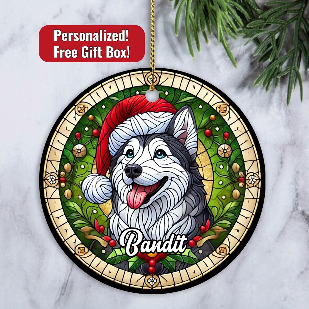 Custom Husky Ornament, Personalized Siberian Husky Ornament, Dog ...
