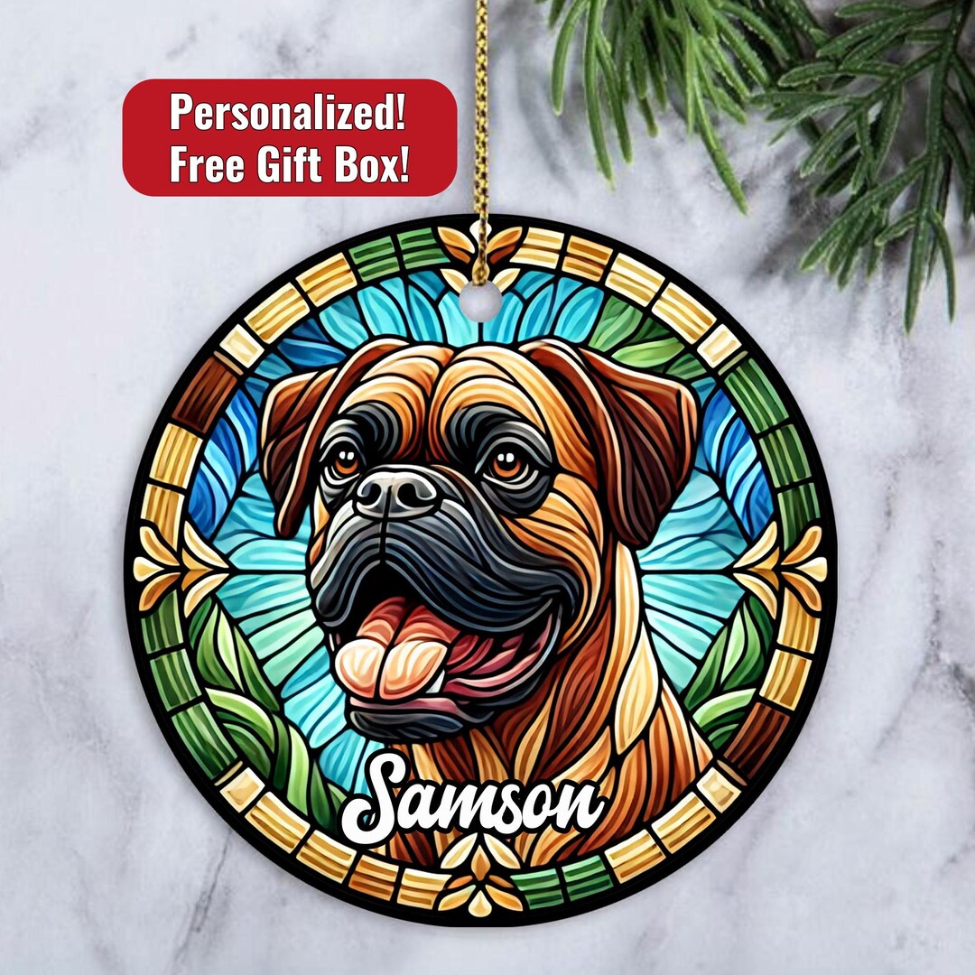 Custom Boxer Ornament, Personalized Boxer Ornament, Dog Christmas ...