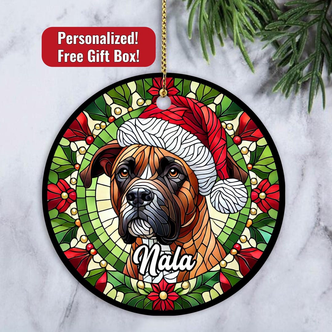 Custom Boxer Ornament, Personalized Boxer Mix Keepsake, Dog Christmas ...