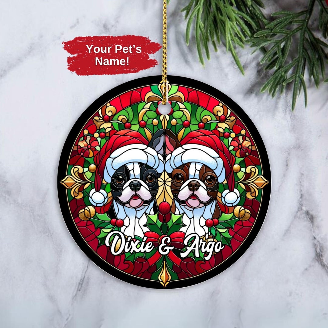 Personalized Boston Terrier Ornament, Custom Boston Terrier Ornament ...