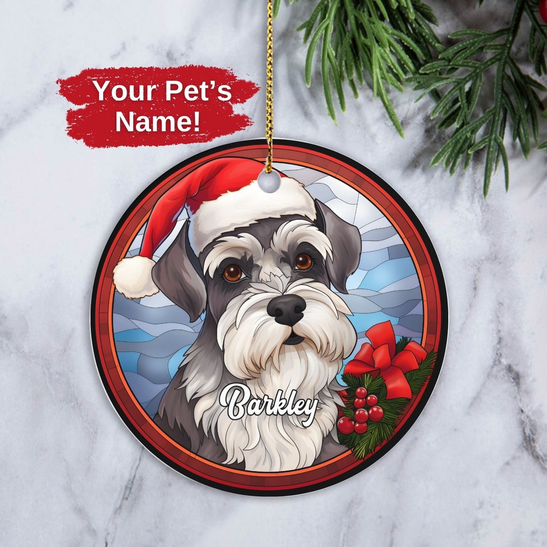 Custom Schnauzer Ornament, Personalized Mini Schnauzer Ornament, Dog ...