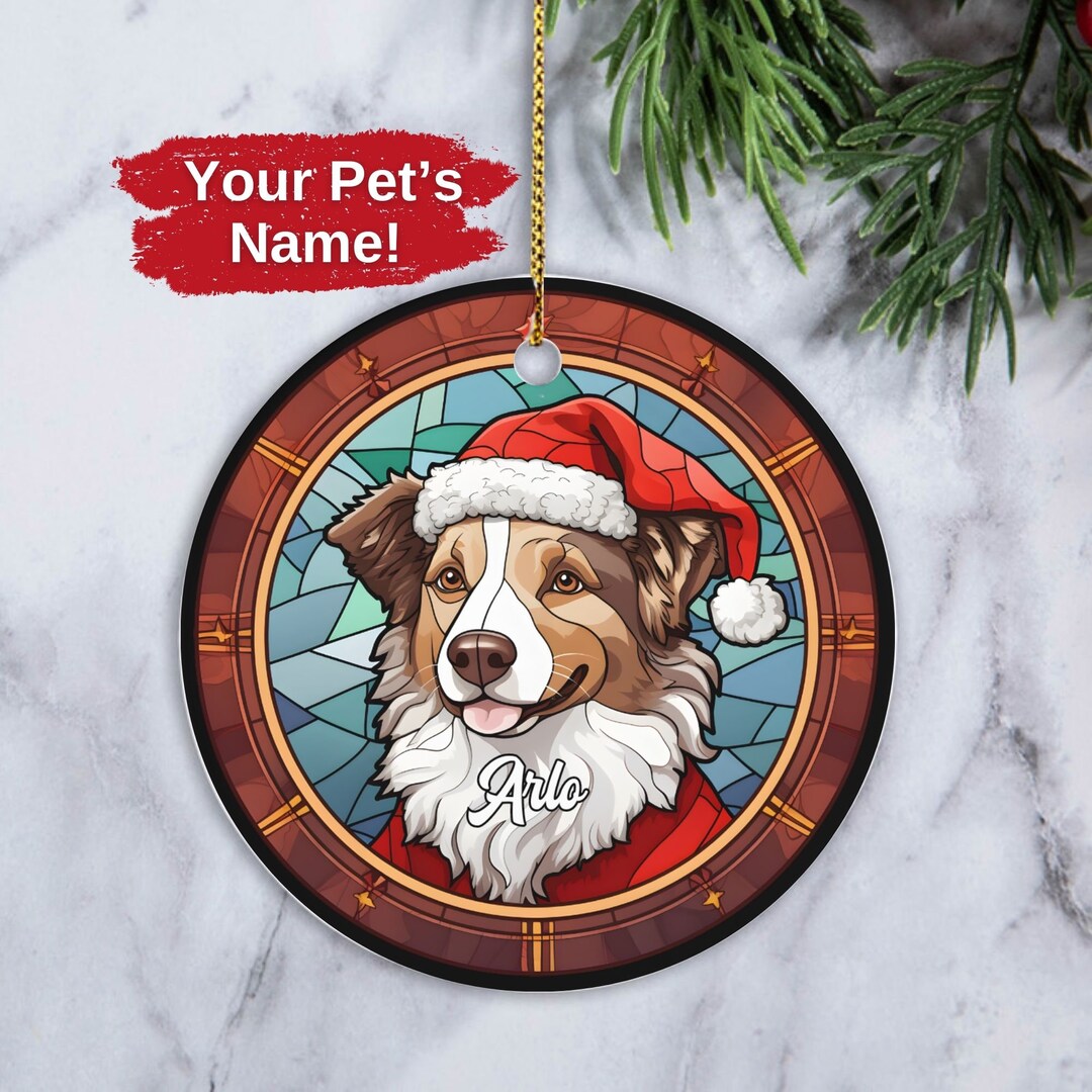 Custom Australian Shepherd Ornament, Personalized Red Aussie Ornament ...