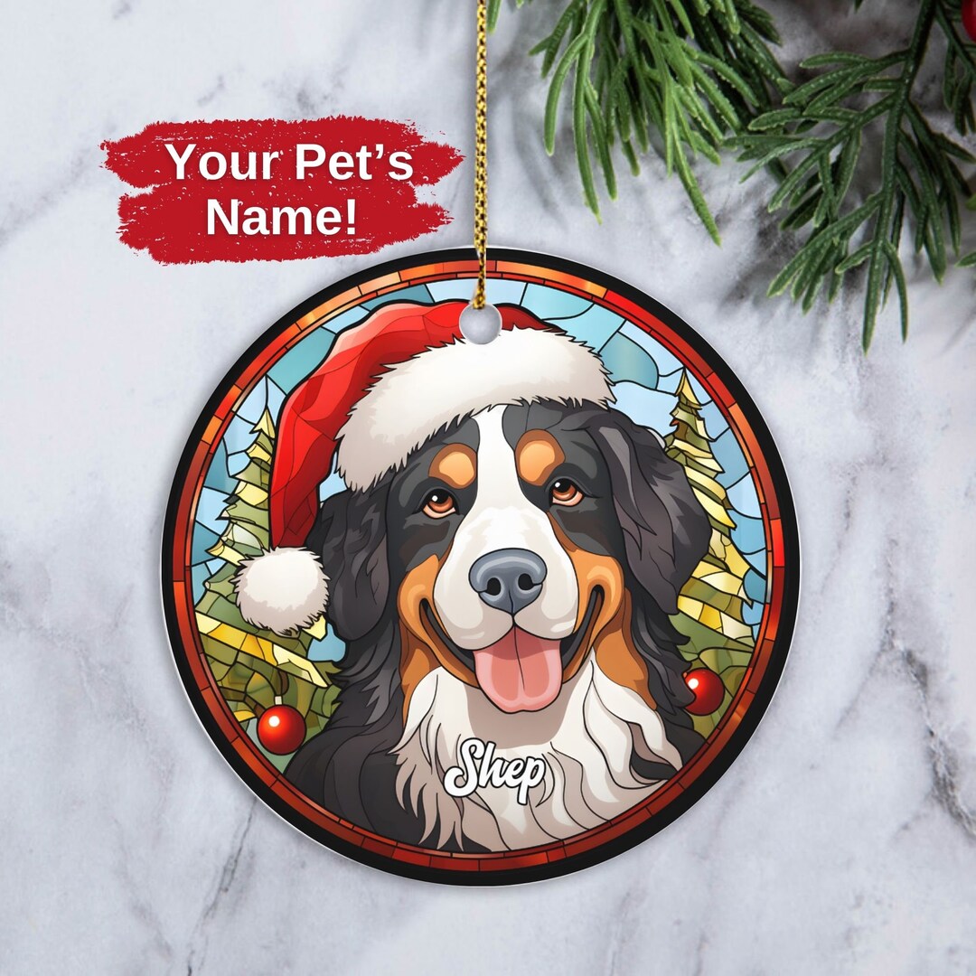 Custom Bernese Mountain Dog Ornament, Personalized Berner Ornament, Dog ...