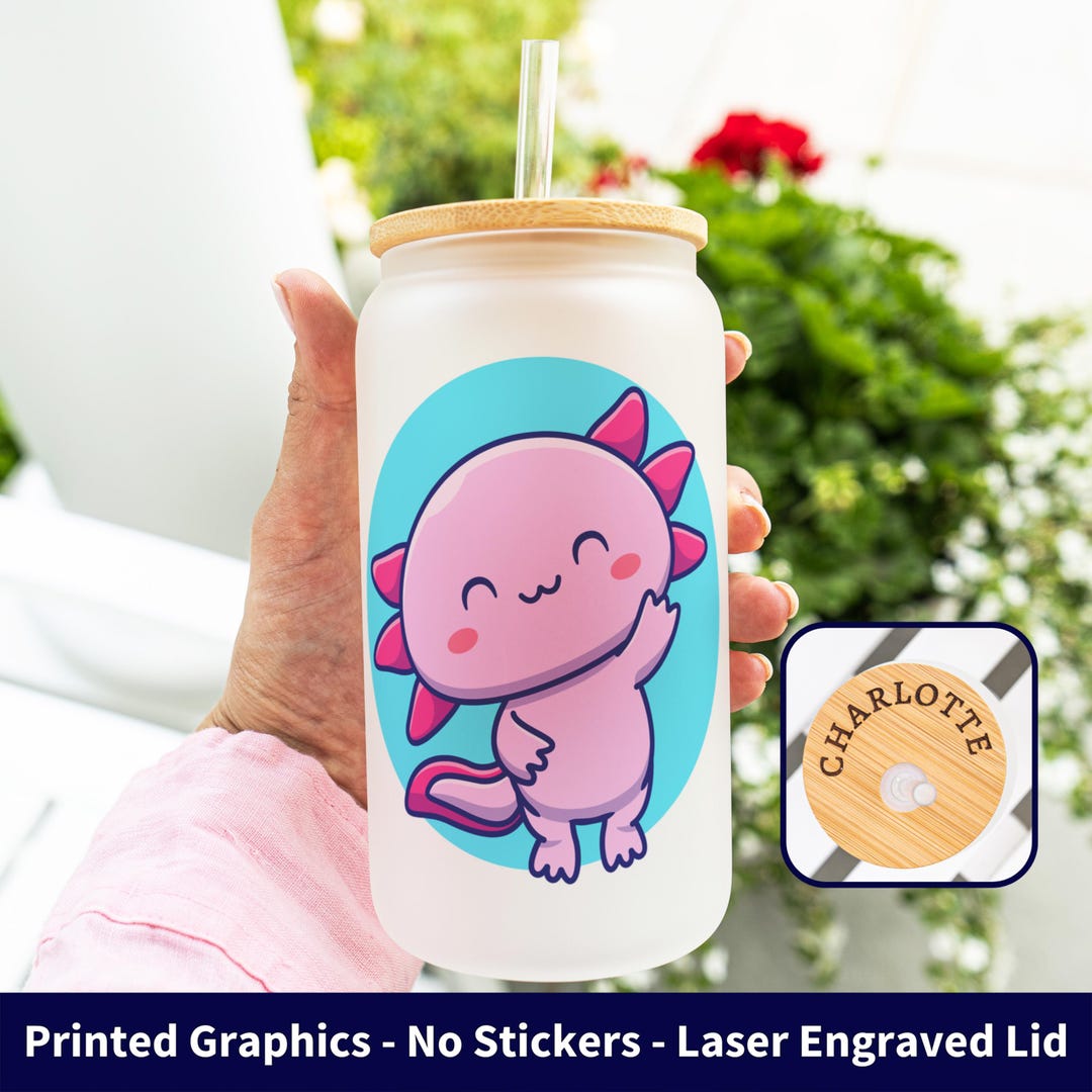 Personalized Axolotl Gift, Axolotl Frosted Glass Cup, Axolotl Iced ...