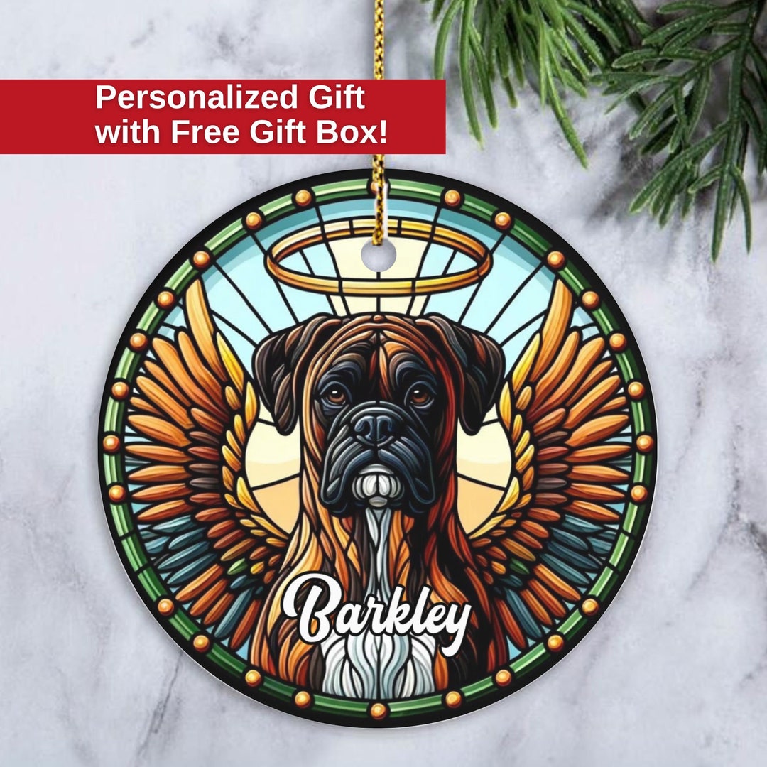 Personalized Boxer Memorial Ornament, Dog Memorial Gift, Loss of Pet ...