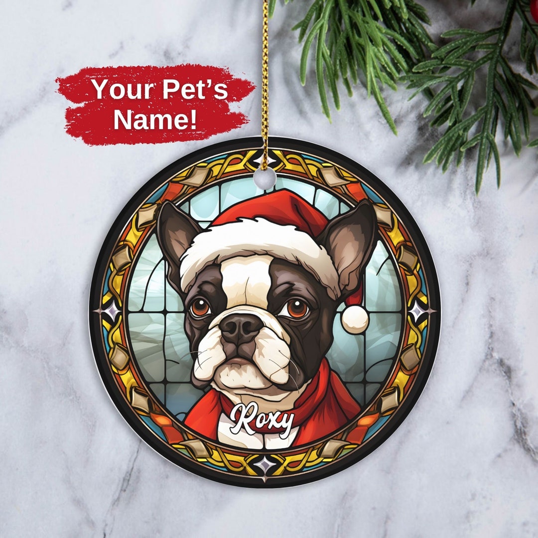 Custom Boston Terrier Ornament, Personalized Boston Terrier Ornament ...