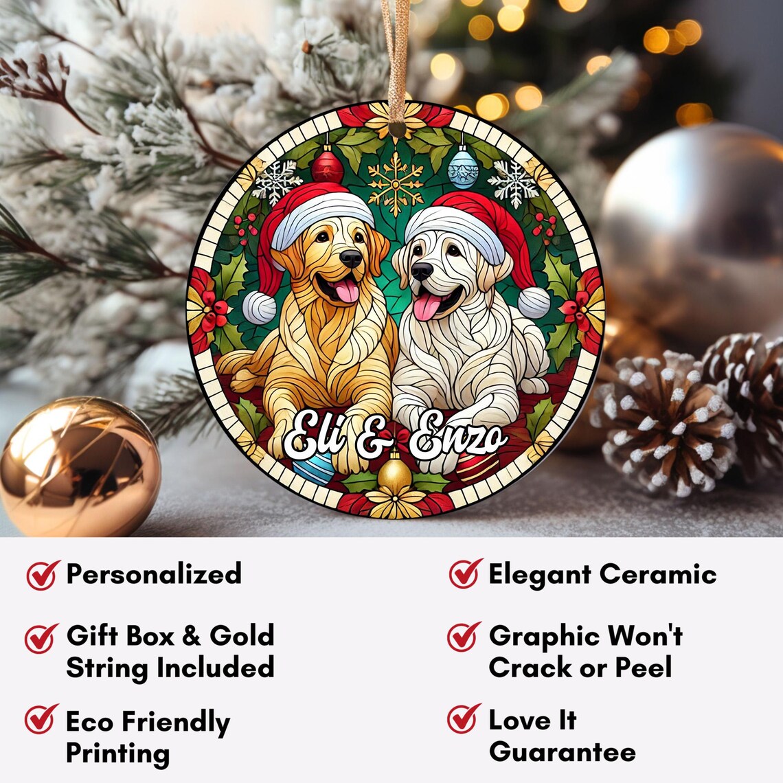 Custom Labrador Ornament, Personalized Two Lab Ornament, Dog Christmas ...