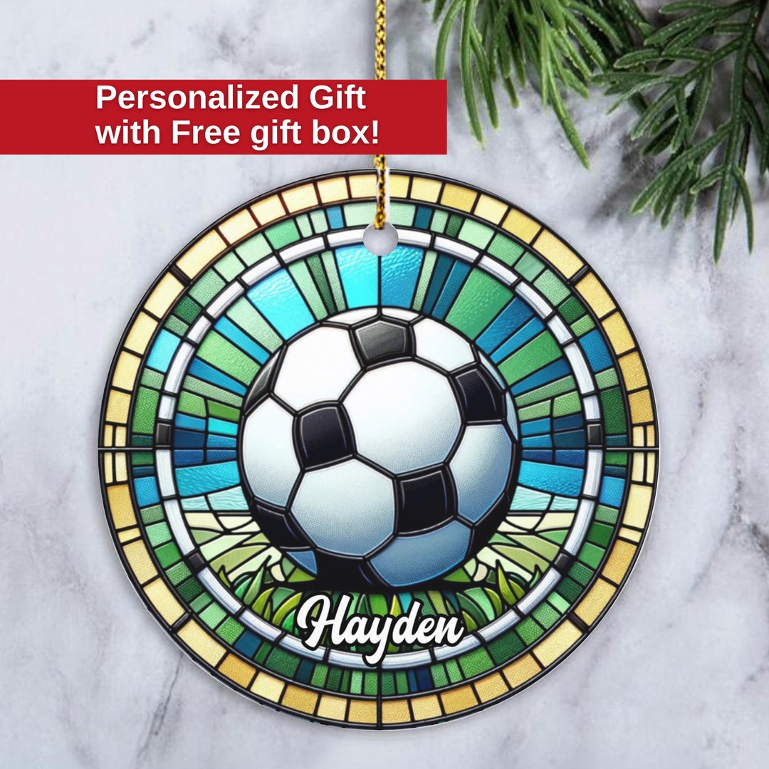 Custom Soccer Christmas Ornament, Soccer Player Ornament, Soccer Ball ...