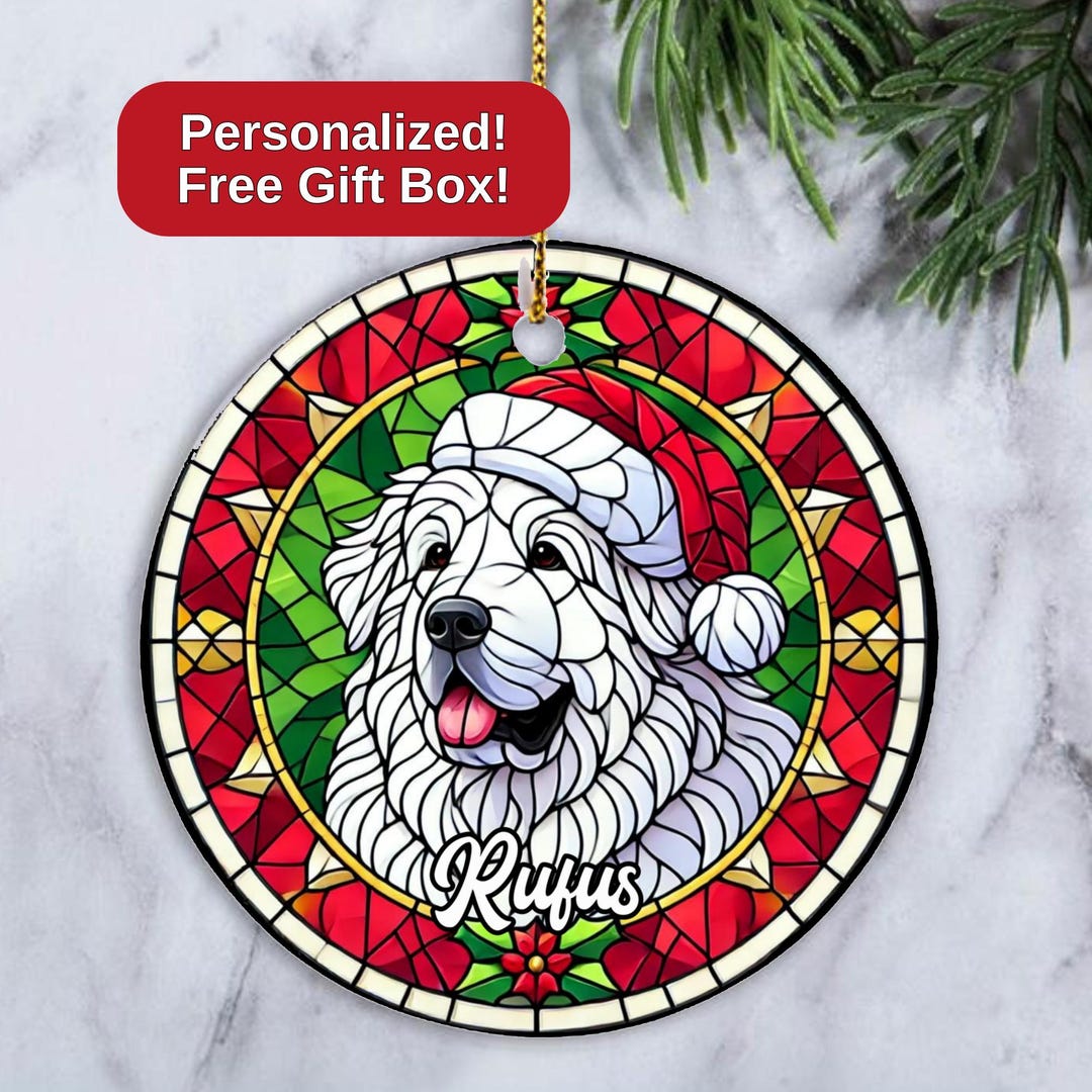 Custom Great Pyrenees Ornament, Personalized White Fluffy Dog Ornament ...