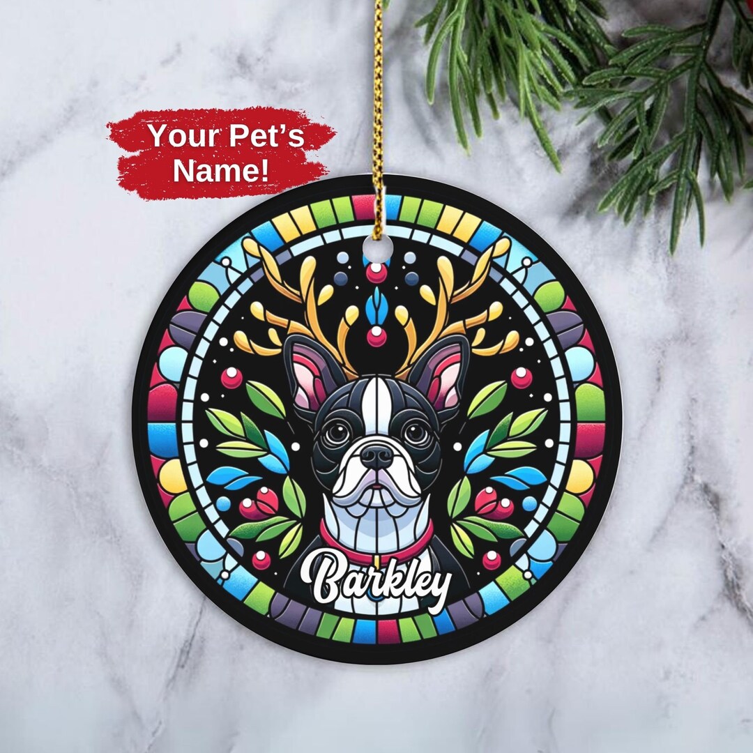 Personalized Boston Terrier Ornament, Custom Boston Terrier Ornament ...