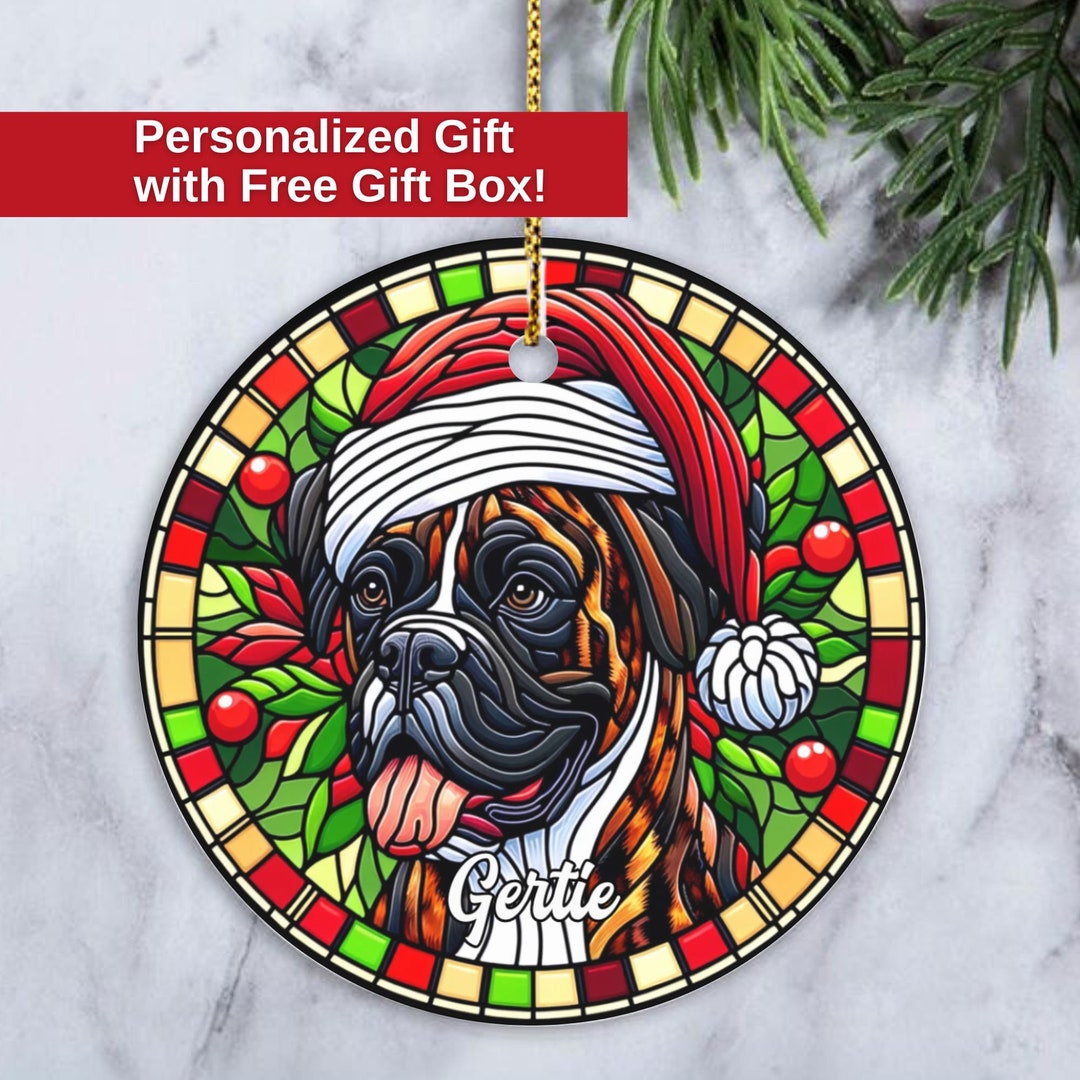 Custom Boxer Ornament, Personalized Boxer Ornament, Dog Christmas ...