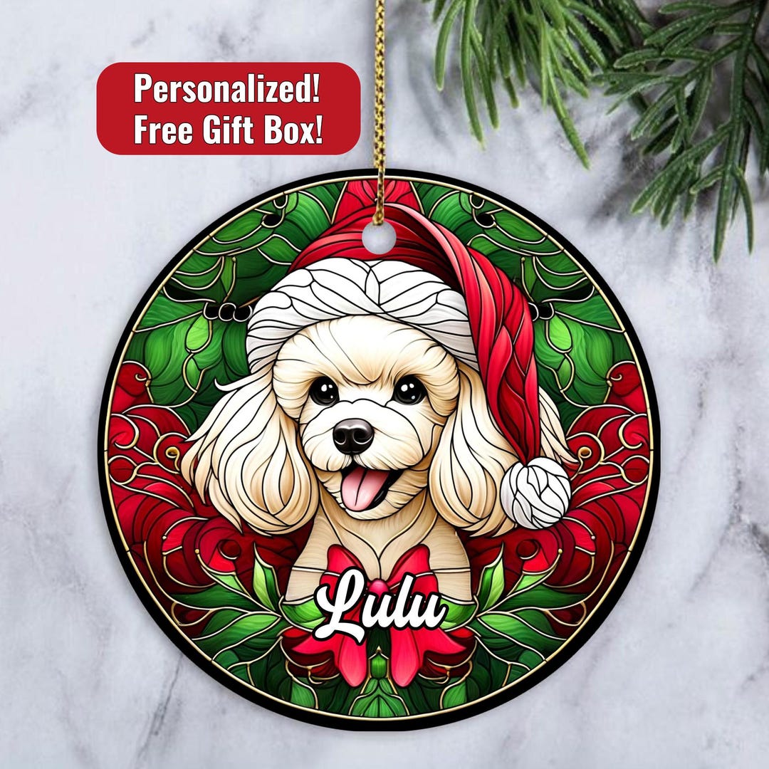 Custom Poodle Ornament, Personalized Poodle Ornament, Dog Christmas ...